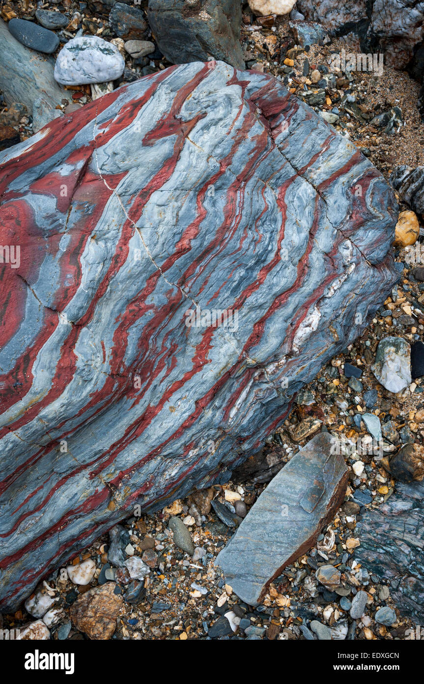 Interesting geology in the rocks at Perranporth beach in Cornwall ...
