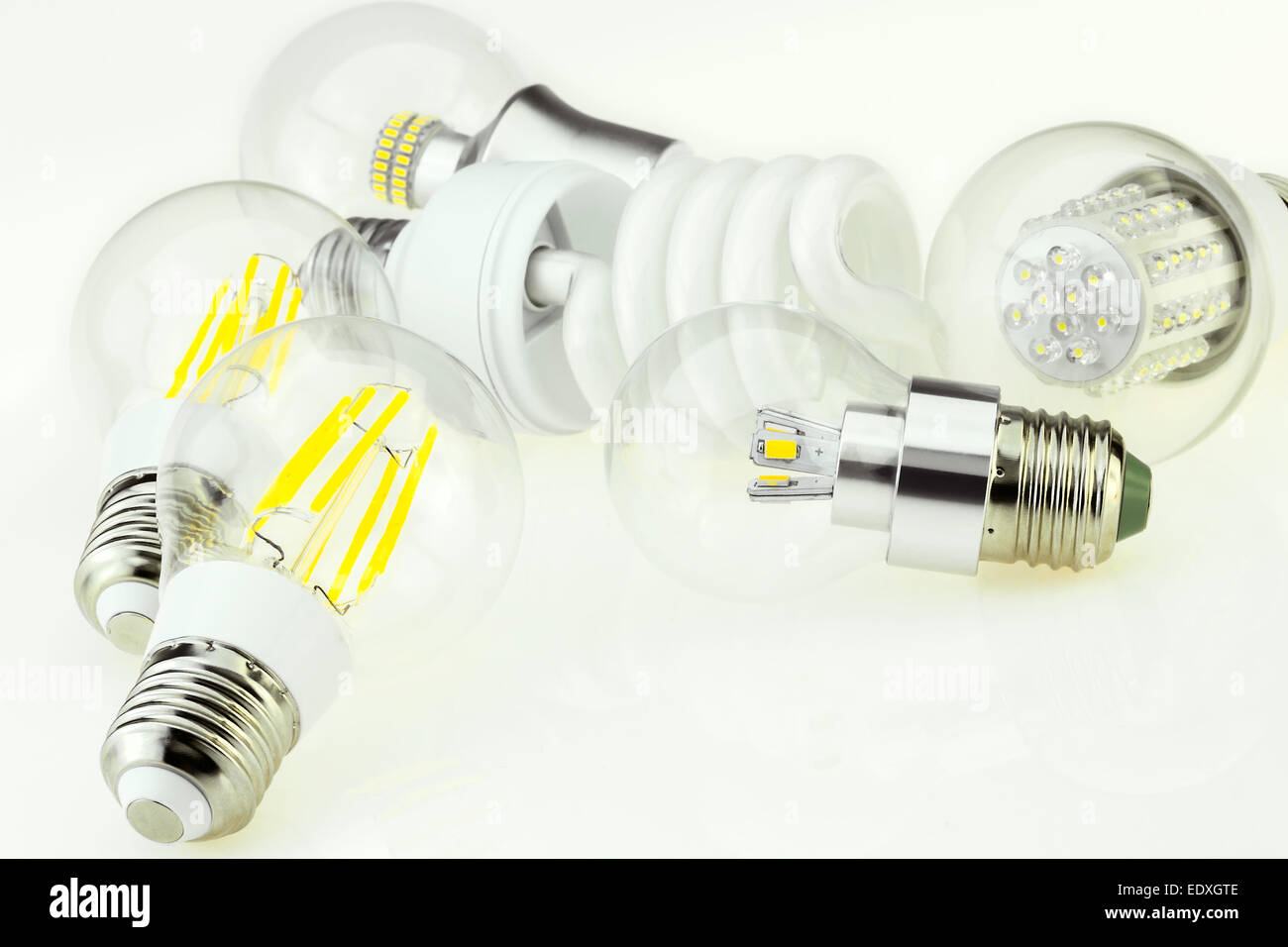 eco E27 bulb with different LED chips and compact fluorescent lamp ...