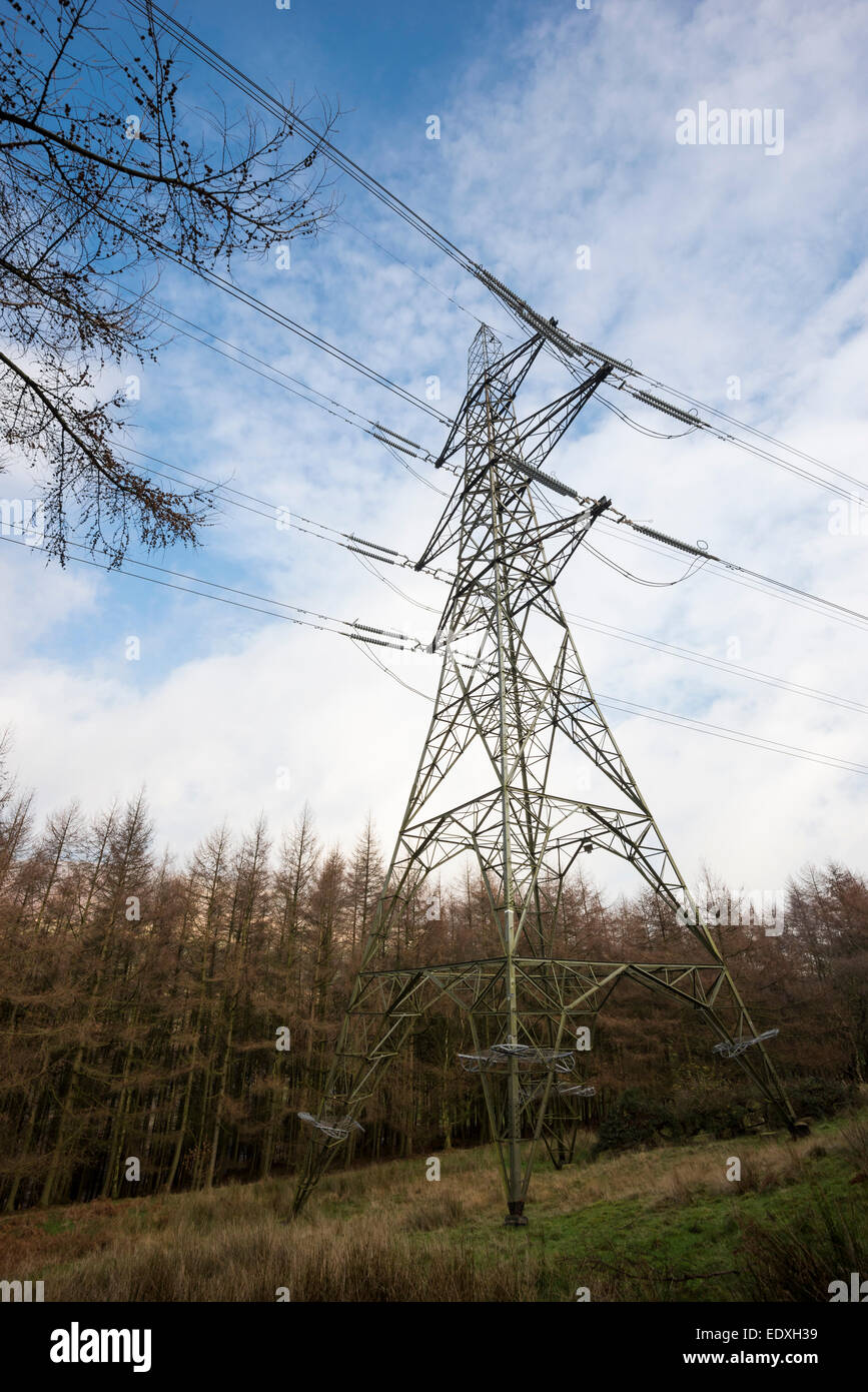 A mighty pylon near to Woodhead reservoirs in the Longdendale valley ...