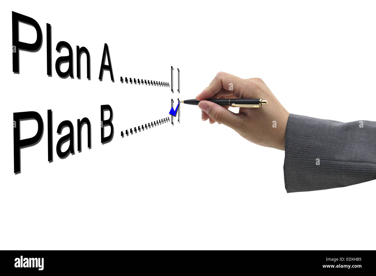 asian Businessman hand choosing plan B option Stock Photo - Alamy