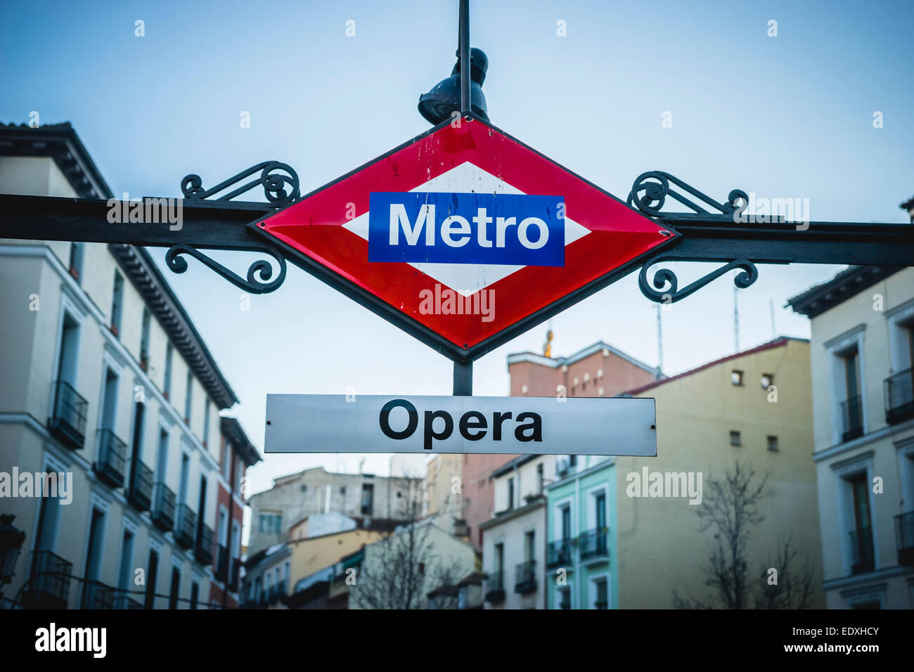Opera Metro station, oldest street in the capital of Spain, the city of ...