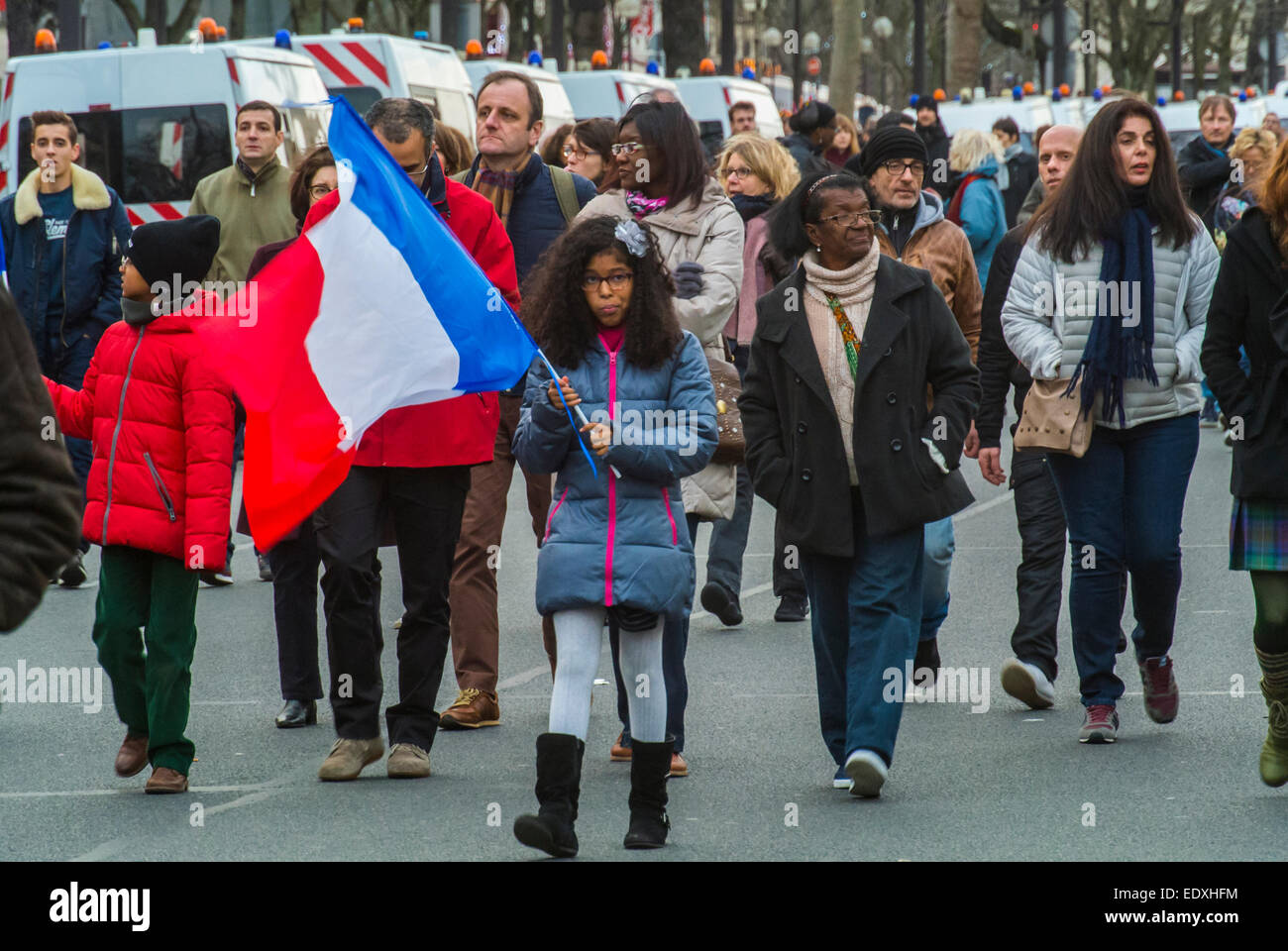 Marching front adults french france multicultural diversity crowd signs ...