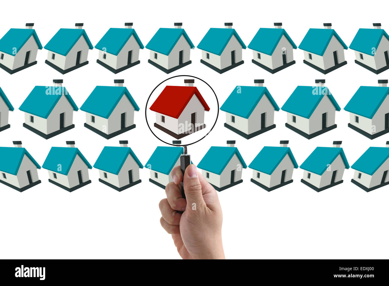 man hand finding house in real estate market Stock Photo - Alamy