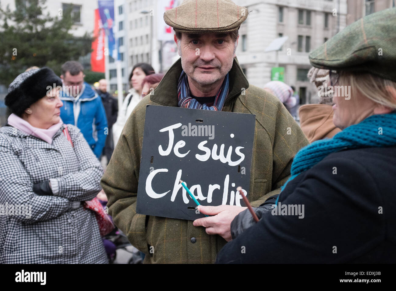 Liverpool, UK. 11th Jan, 2015. Je suis Charlie rally in Liverpool, UK ...