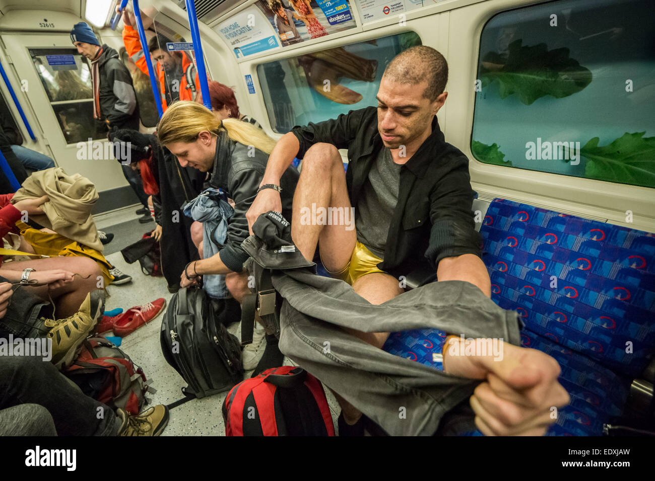 London, UK. 11th Jan, 2015. No Trousers Tube Ride (No Pants Subway Ride ...
