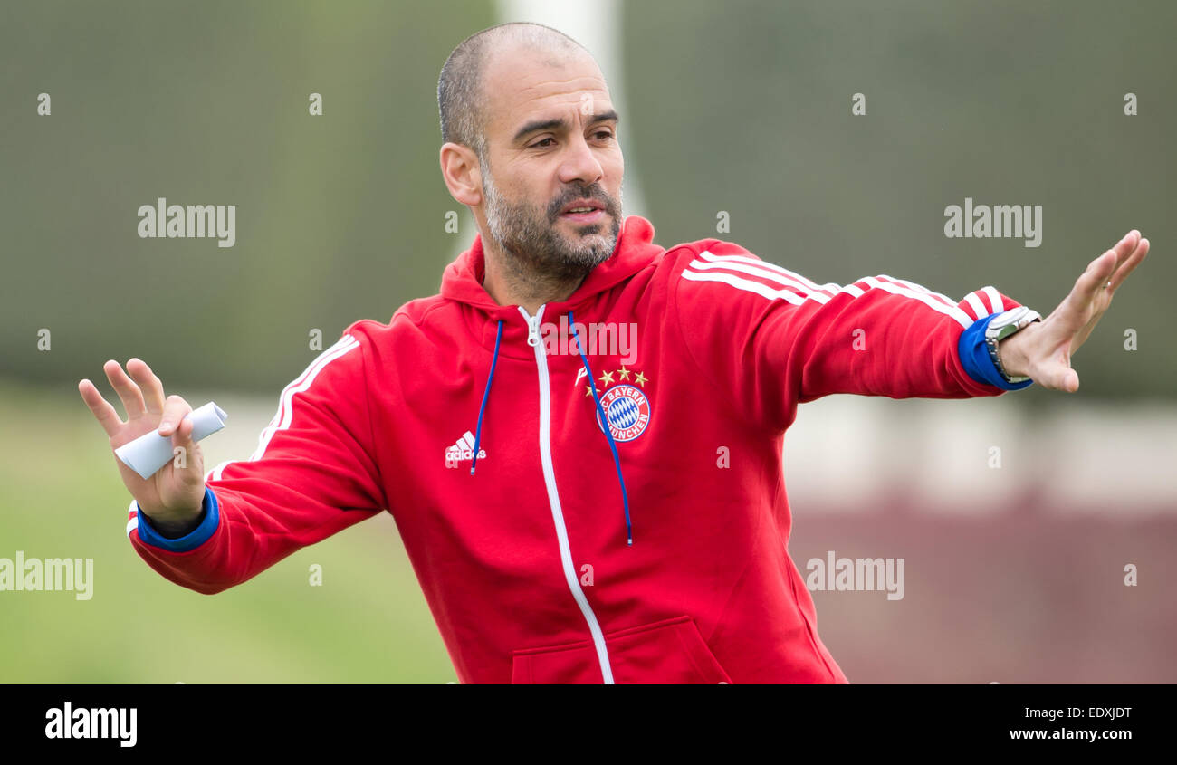 Doha, Qatar. 11th Jan, 2015. Munich's head coach Pep Guardiola in ...