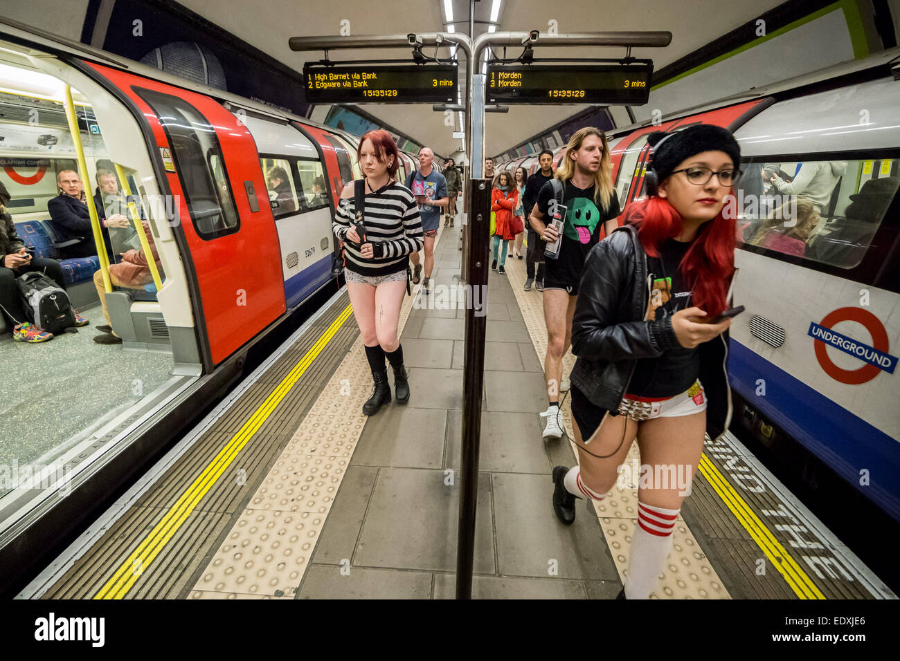 London, UK. 11th Jan, 2015. No Trousers Tube Ride (No Pants Subway Ride ...