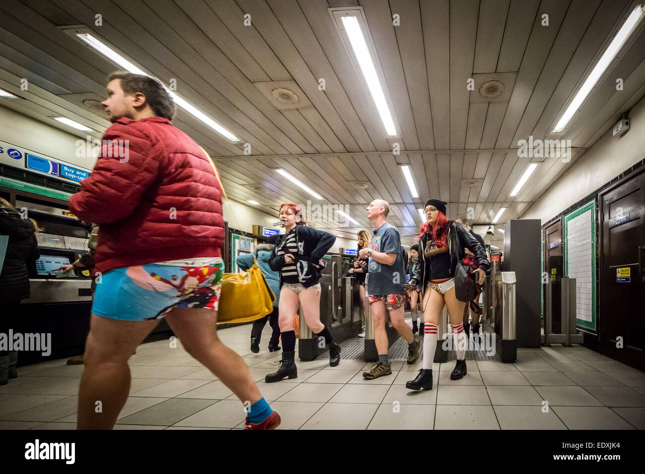 London, UK. 11th Jan, 2015. No Trousers Tube Ride (No Pants Subway Ride ...