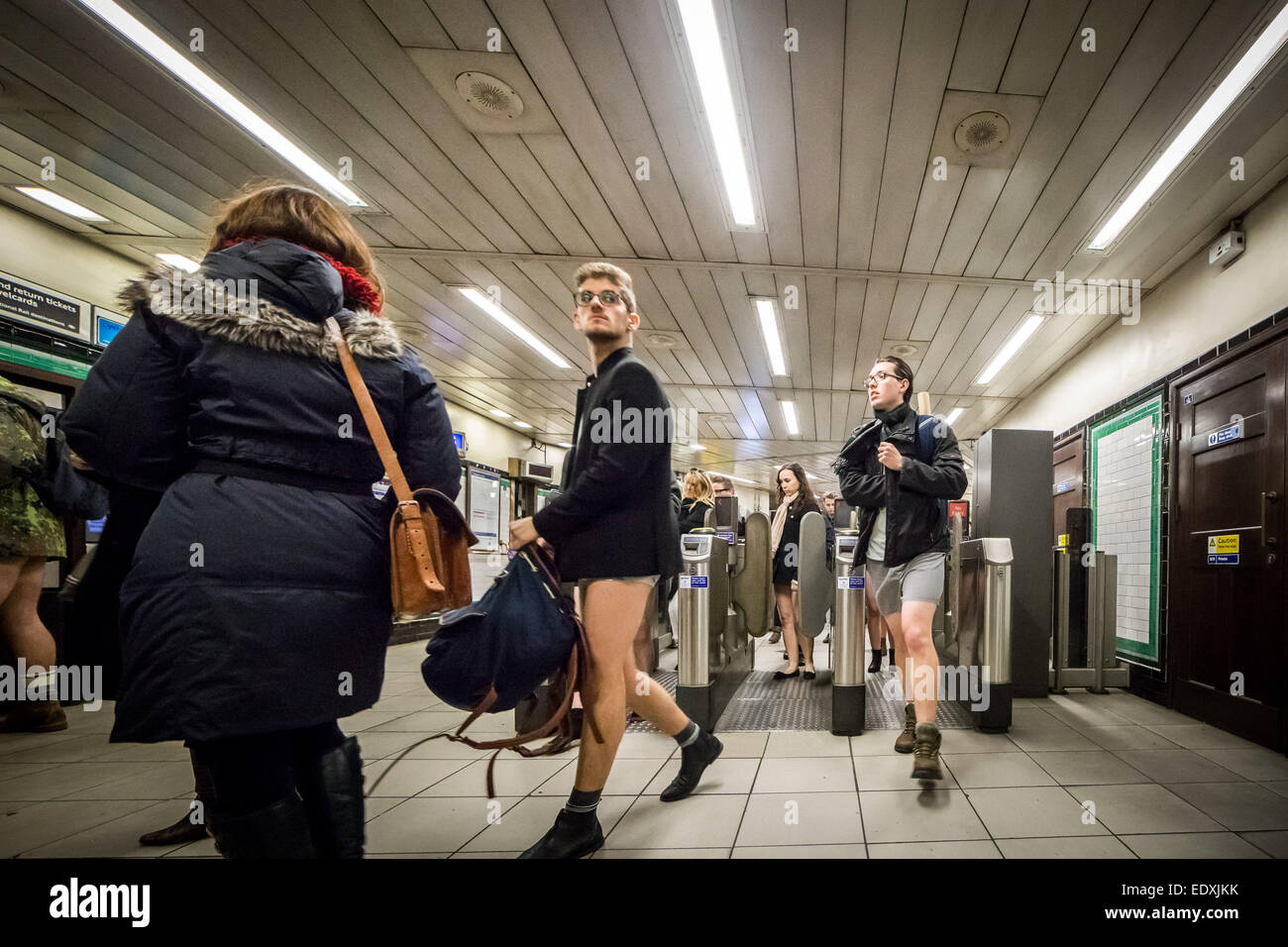 London, UK. 11th Jan, 2015. No Trousers Tube Ride (No Pants Subway Ride ...