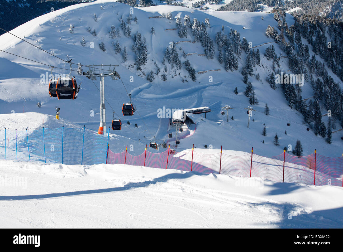 Dantercepies Cable cAr from the summit of The Passo Gardena Selva Val ...