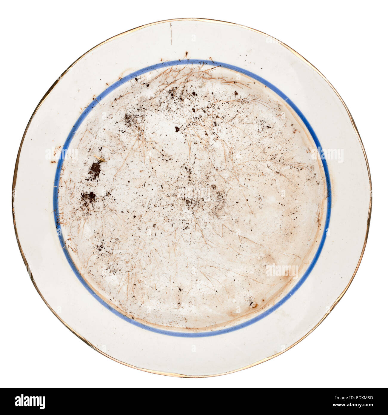 Dirty plate isolated on white background Stock Photo - Alamy