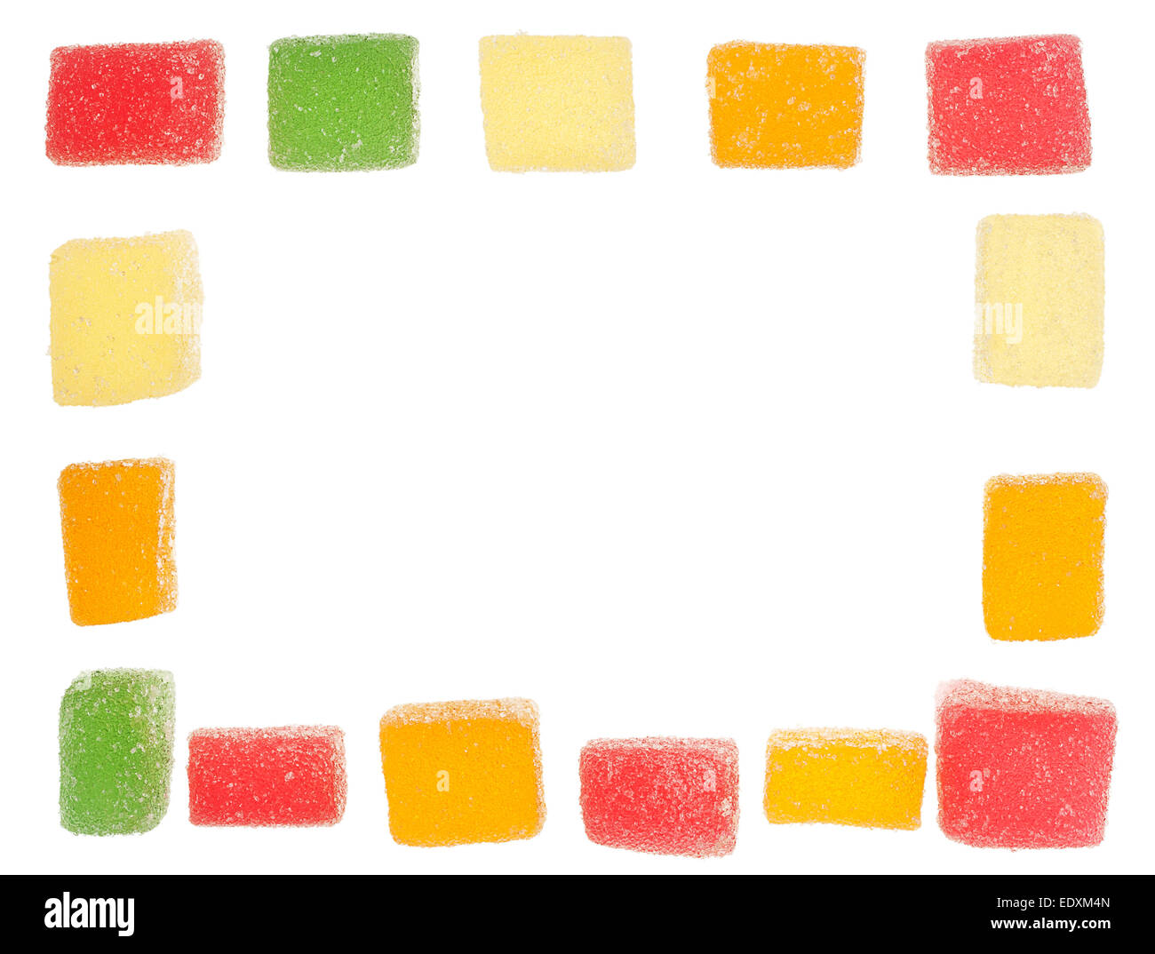 Colorful frame made of jelly candies isolated on white background Stock ...