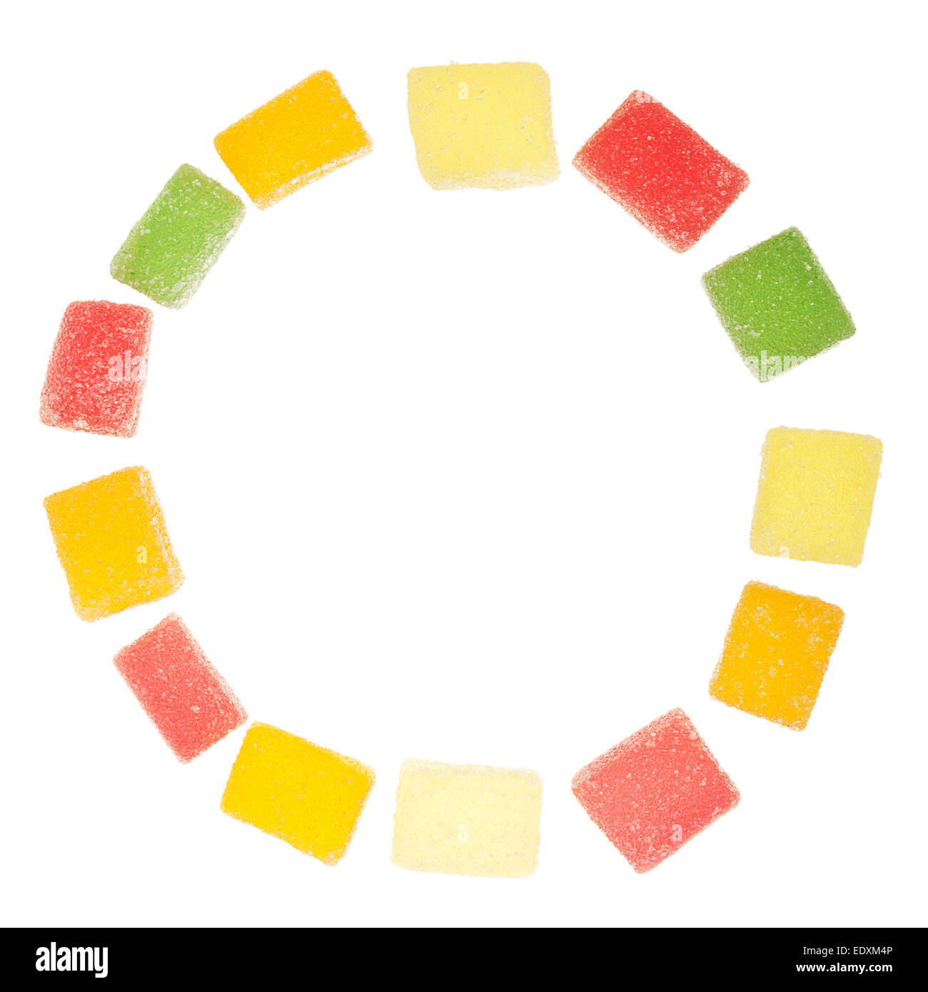 Colorful circle made of jelly candies isolated on white background ...