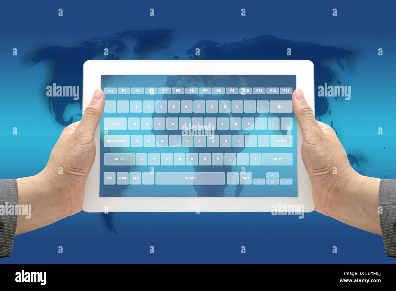 Business Hands Hold Technology Virtual Keyboard Interface Stock Photo ...