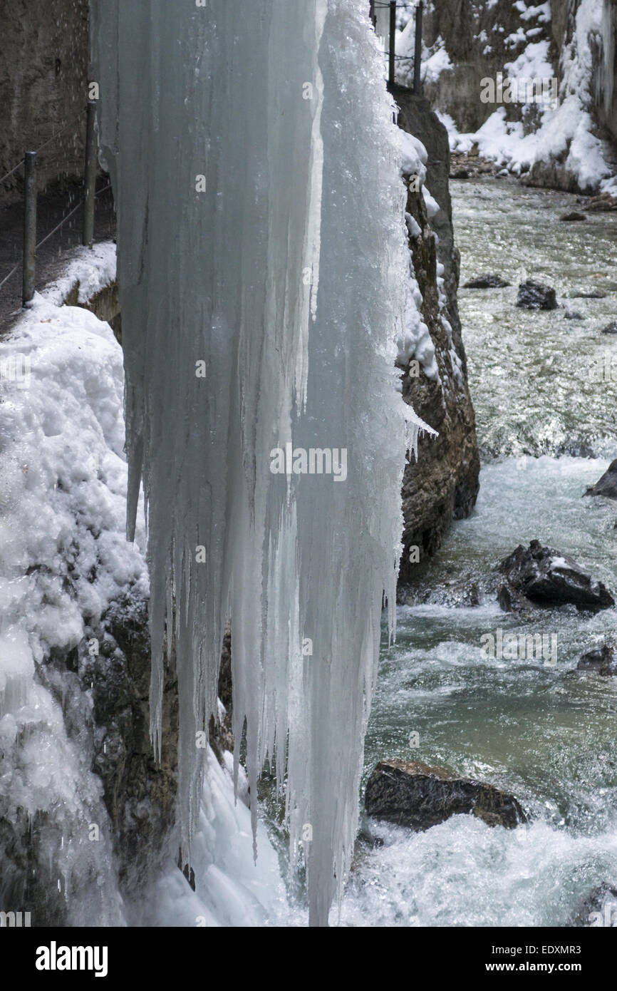 Garmisch-Partenkirchen, Partnachklamm im Winter, Oberbayern ...