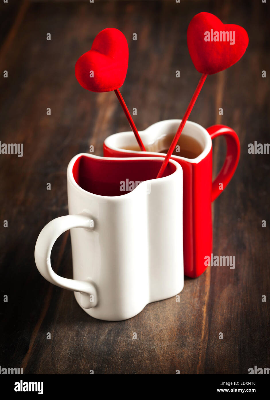 Two cups of tea for Valentine's day Stock Photo - Alamy