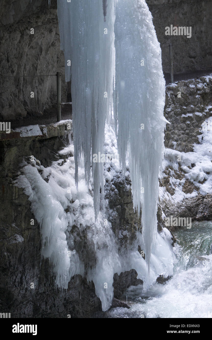Garmisch-Partenkirchen, Partnachklamm im Winter, Oberbayern ...