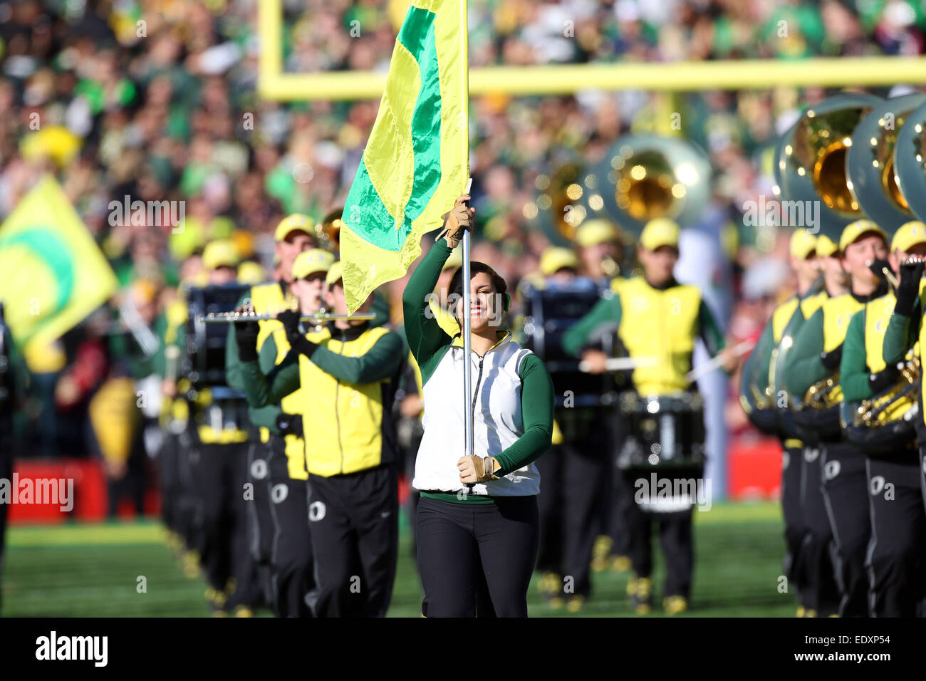 January 01, 2015 Oregon Ducks marching band in action during the ...