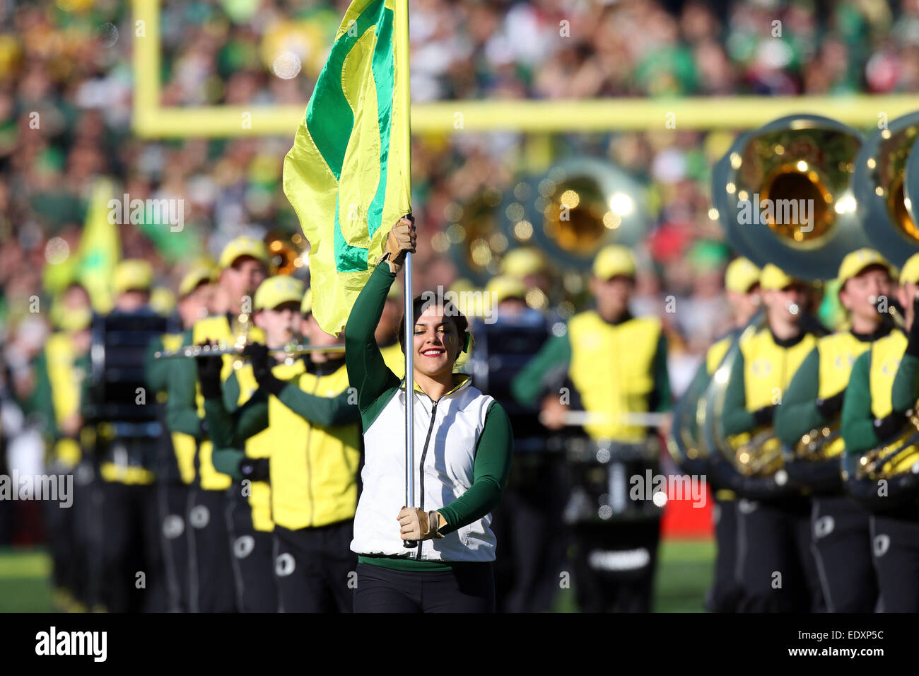 January 01, 2015 Oregon Ducks marching band in action during the ...