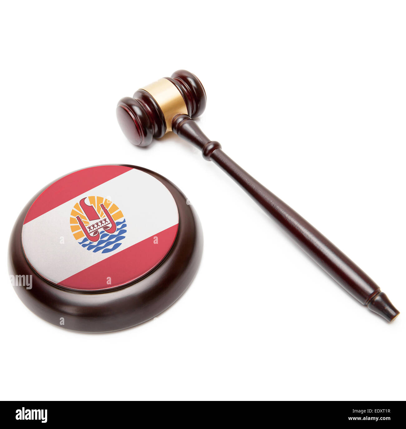 Judge gavel and soundboard with national flag on it - French Polynesia ...
