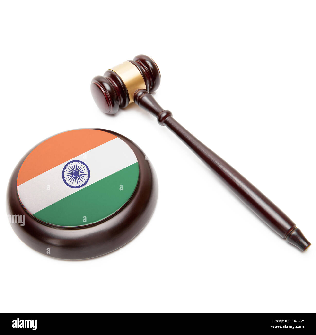 Judge gavel and soundboard with national flag on it - India Stock Photo ...