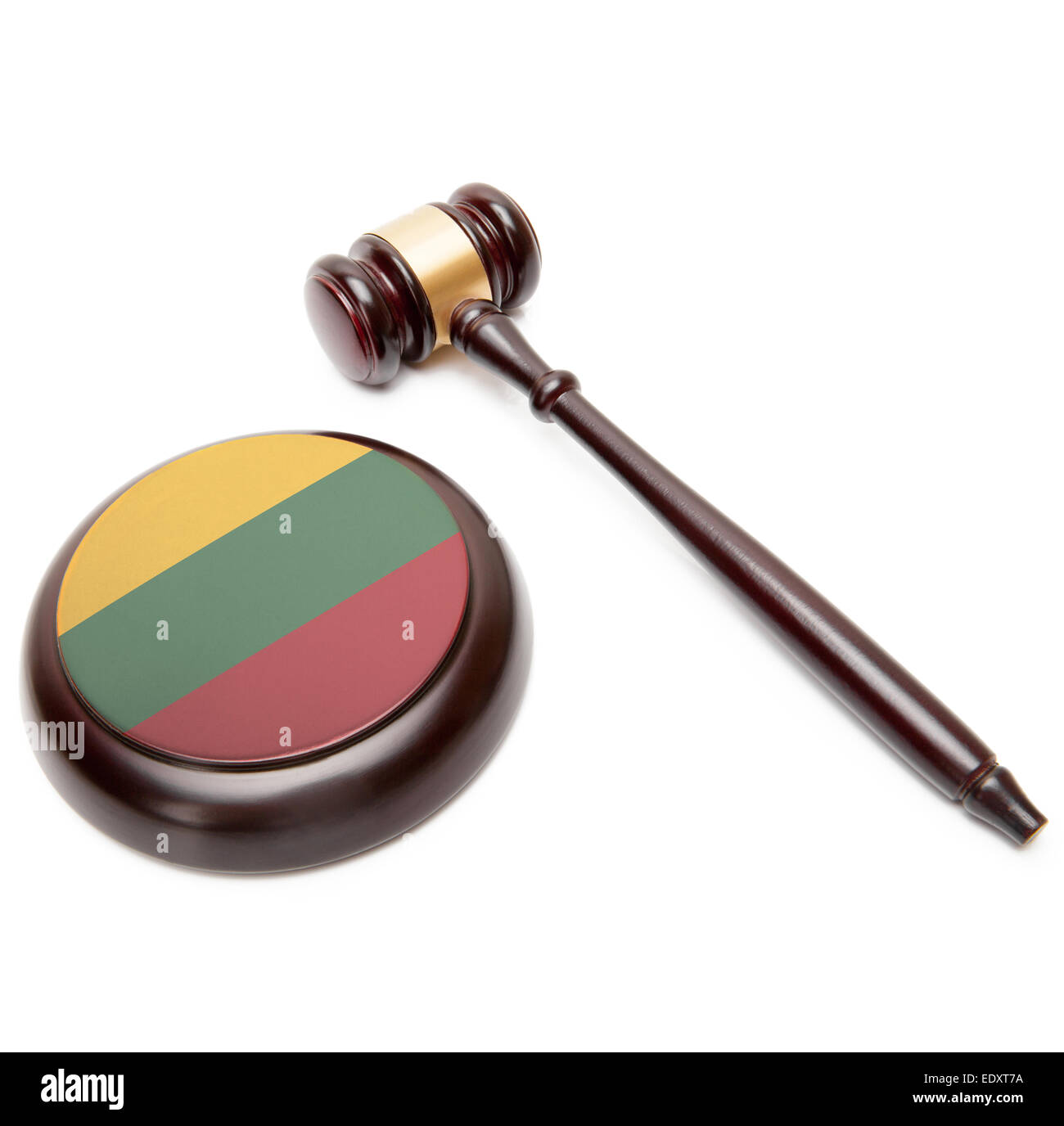 Judge gavel and soundboard with national flag on it - Lithuania Stock ...