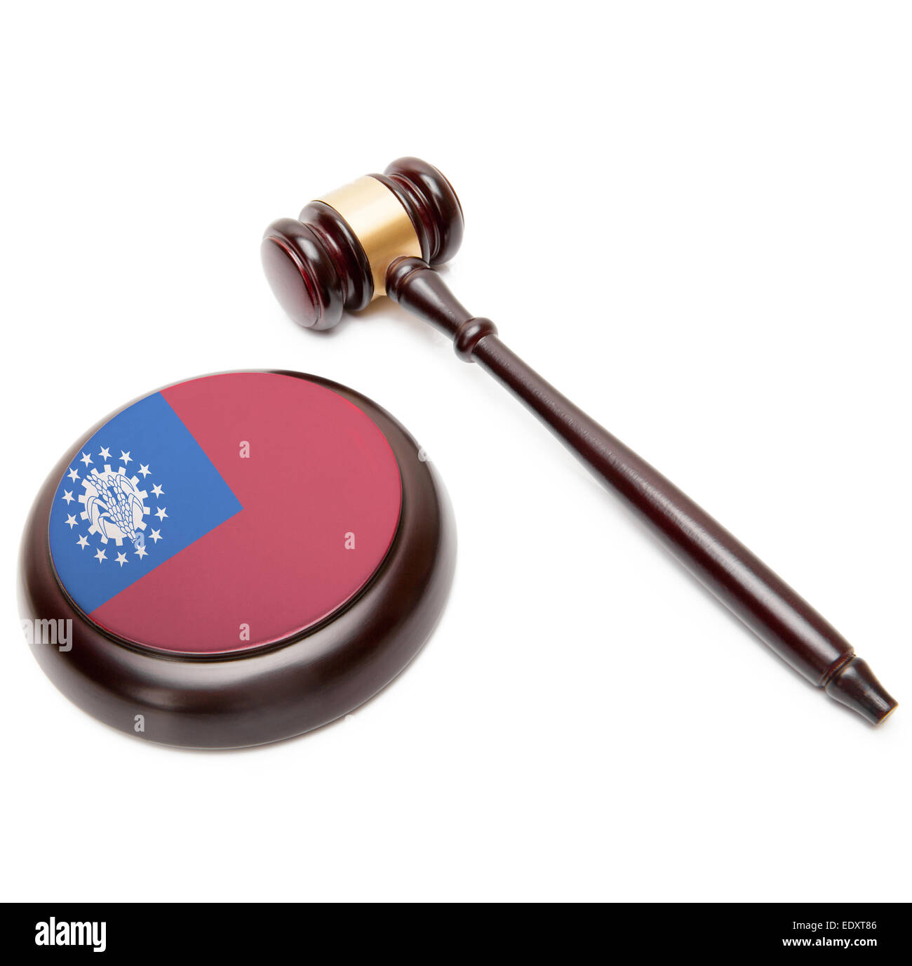 Judge gavel and soundboard with national flag on it - Republic of the ...