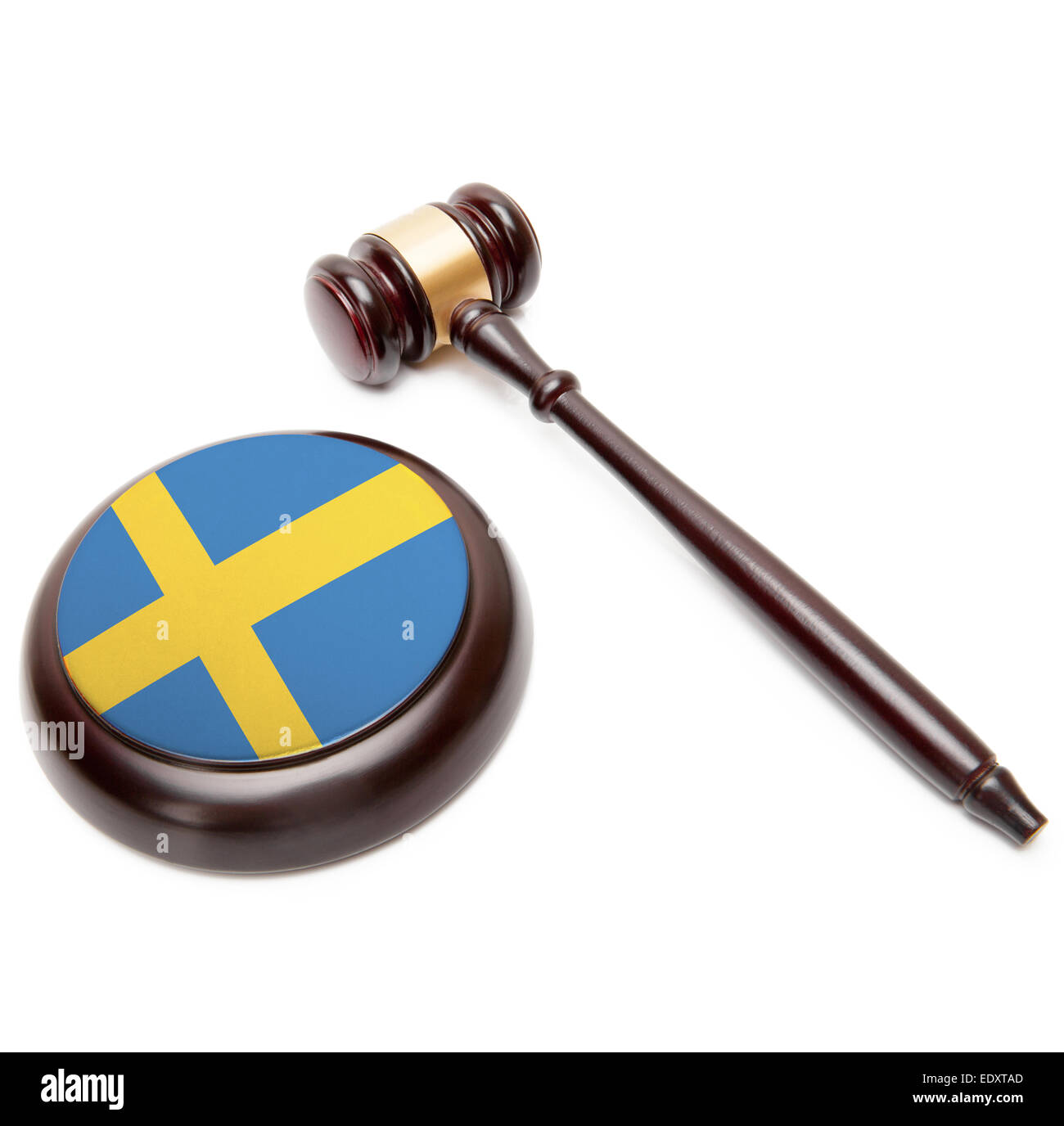 Judge gavel and soundboard with national flag on it - Sweden Stock ...