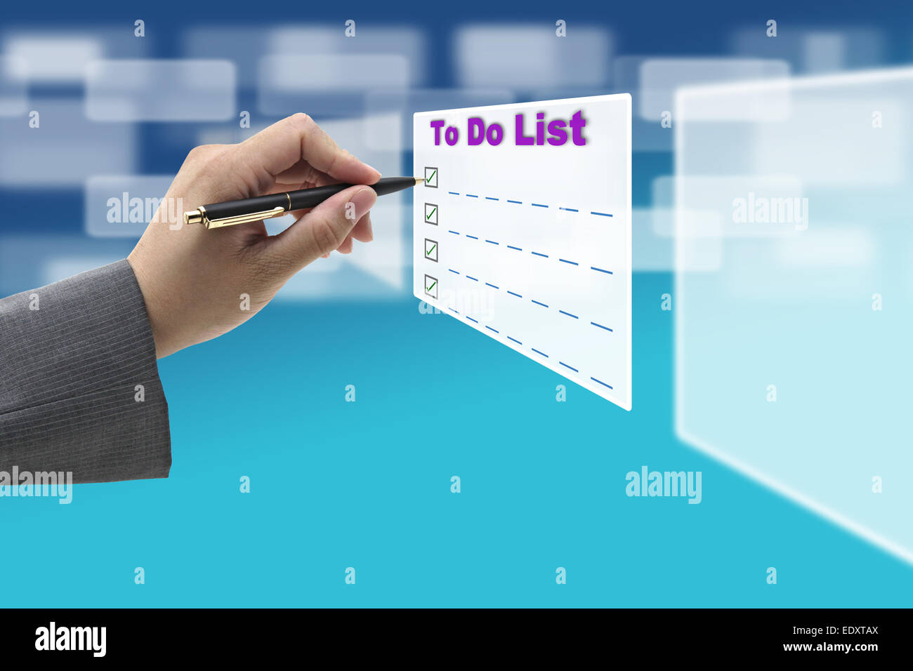 Businessman hand Writing To Do List on Technology Virtual Whiteboard ...