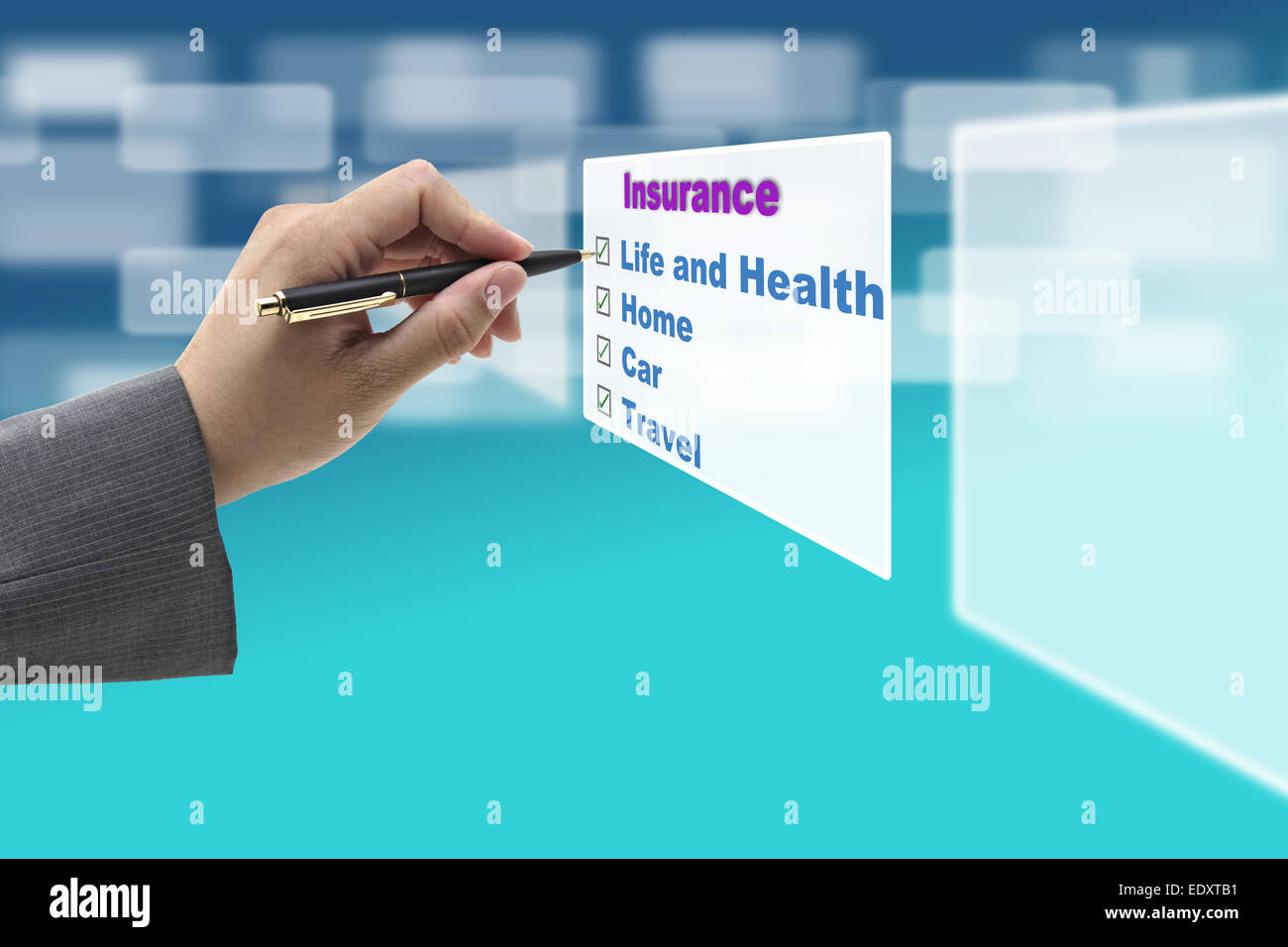 hand push on technology virtual touch screen interface Stock Photo - Alamy