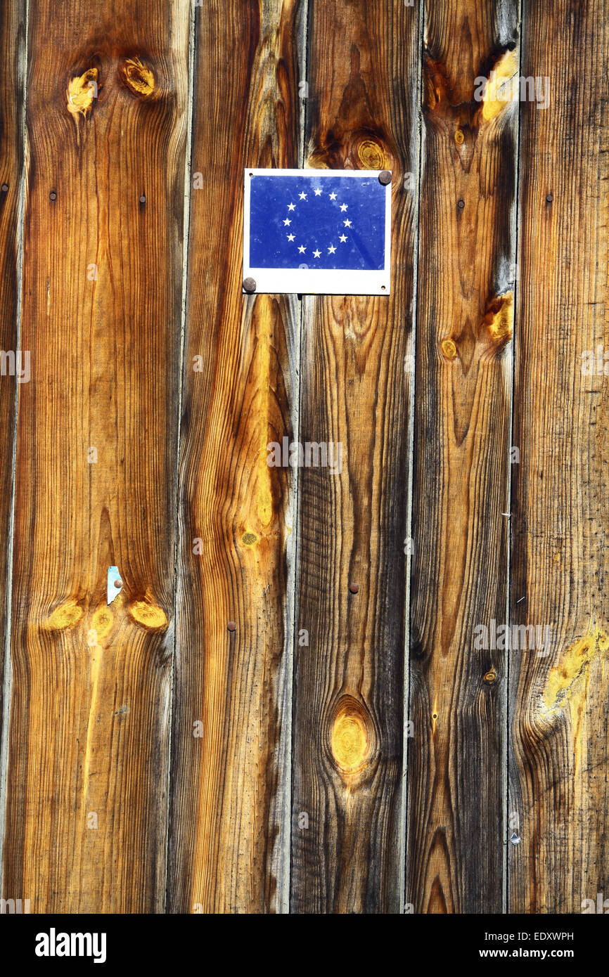 Vertical shot of the European Union flag on some wooden planks Stock ...