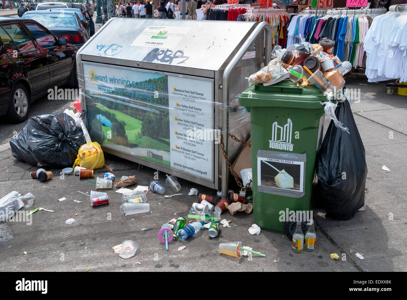 Garbage and litter overflow from containers after a marathon 36 day ...