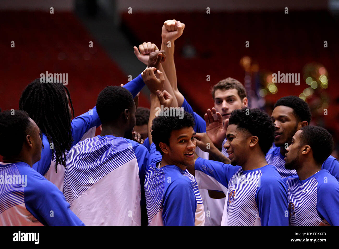 Houston, TX, USA. 11th Jan, 2015. The Memphis University Tigers huddle ...
