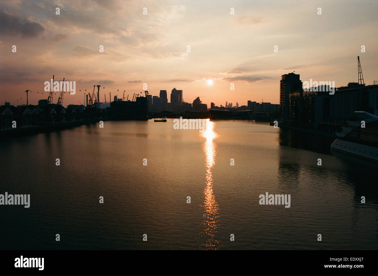 London Docklands at dusk, at Royal Victoria Dock Stock Photo - Alamy