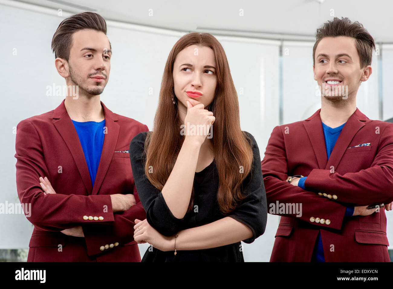 Woman choosing boyfriend Stock Photo - Alamy