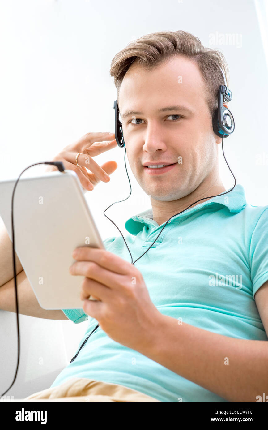 Man listening to the music Stock Photo - Alamy