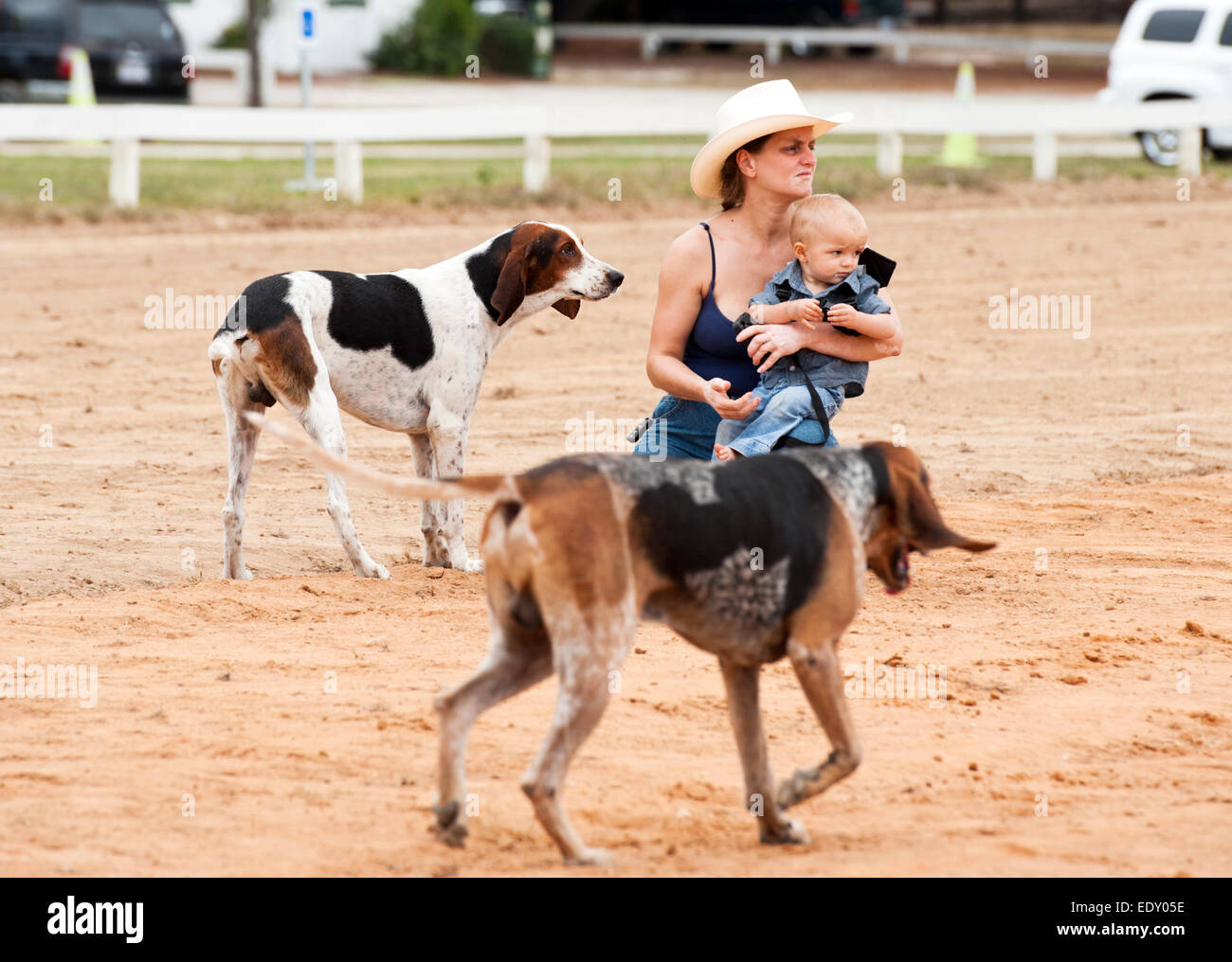 Lady with her child and Penn-Marydel Foxhound in Pinehurst, North ...