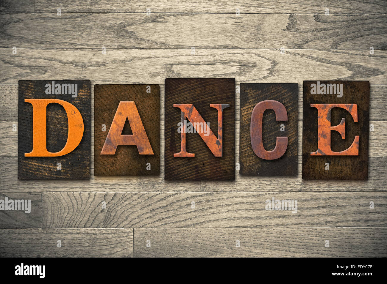 The word "DANCE" written in wooden letterpress type Stock Photo - Alamy