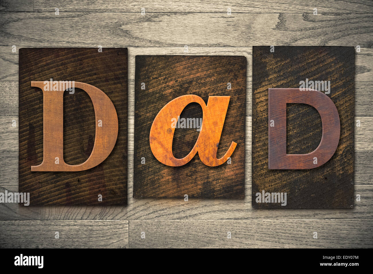 The word "DAD" written in wooden letterpress type Stock Photo - Alamy