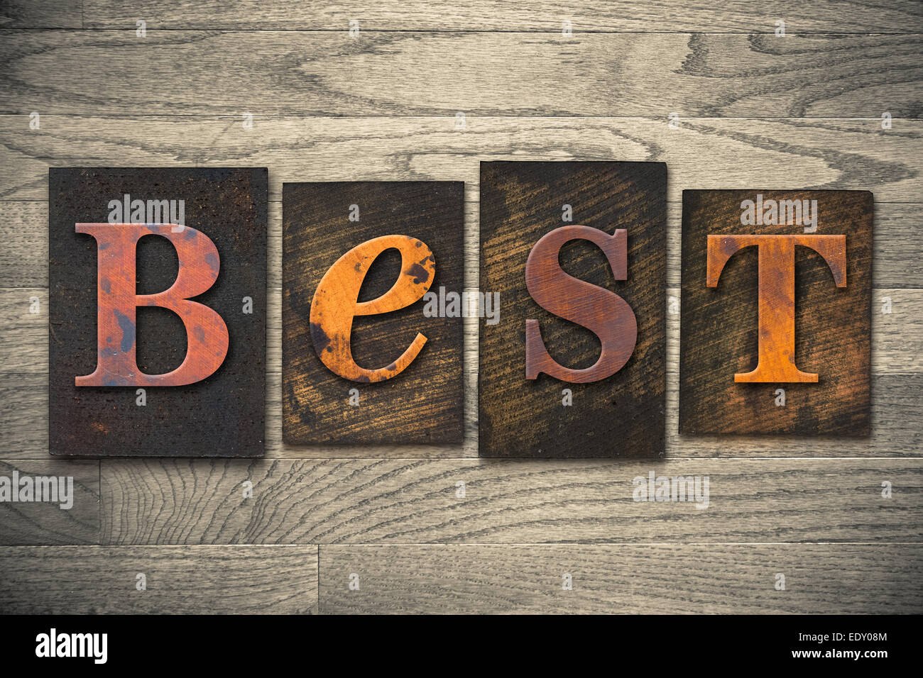 The word "BEST" written in wooden letterpress type Stock Photo - Alamy