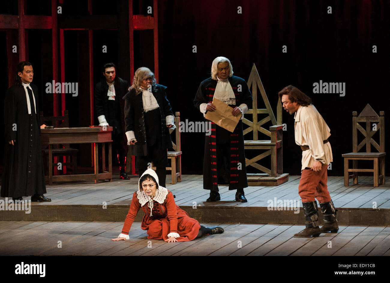 Beijing, China. 11th Jan, 2015. Performers stage a Chinese version of ...