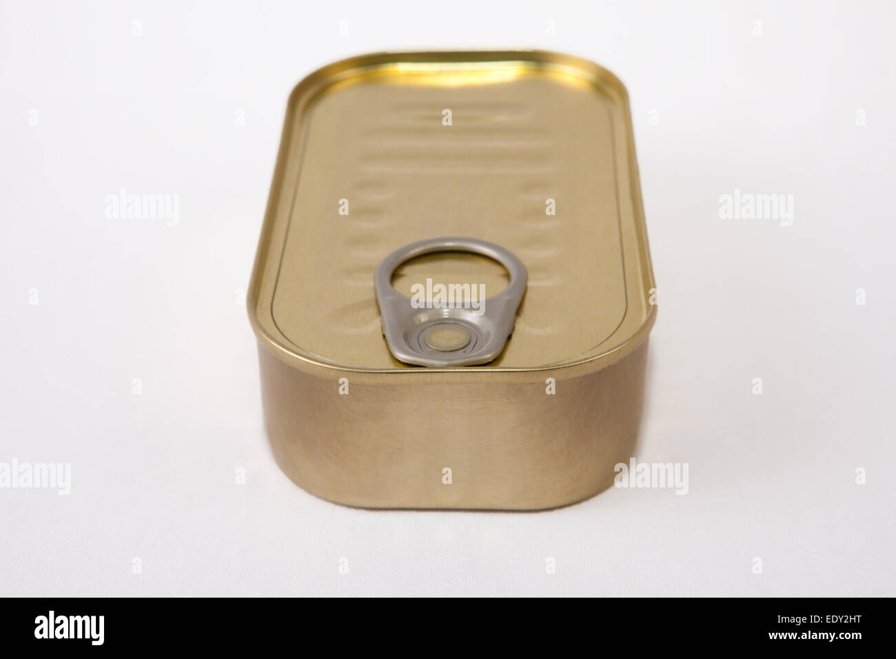 Closed rectangular tin can isolated over white background. Selective ...