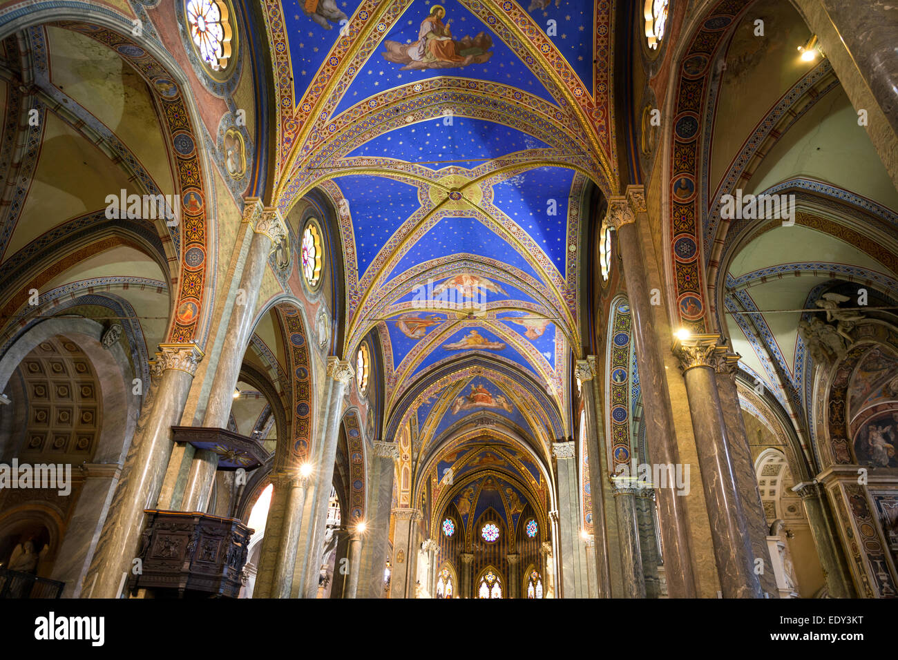 Interior of the Gothic basilica, construction began at the end of the ...