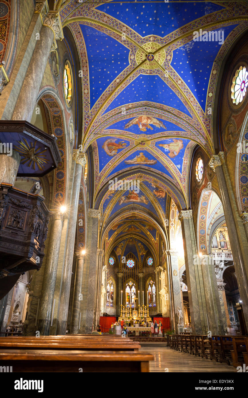 Interior of the Gothic basilica, construction began at the end of the ...