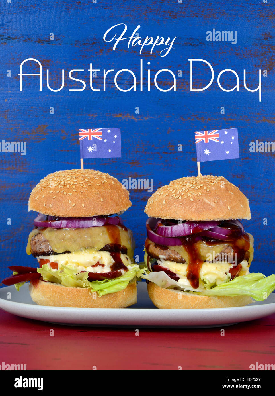 The Great Aussie BBQ Burger - with barbeque beef burgers and salad ...