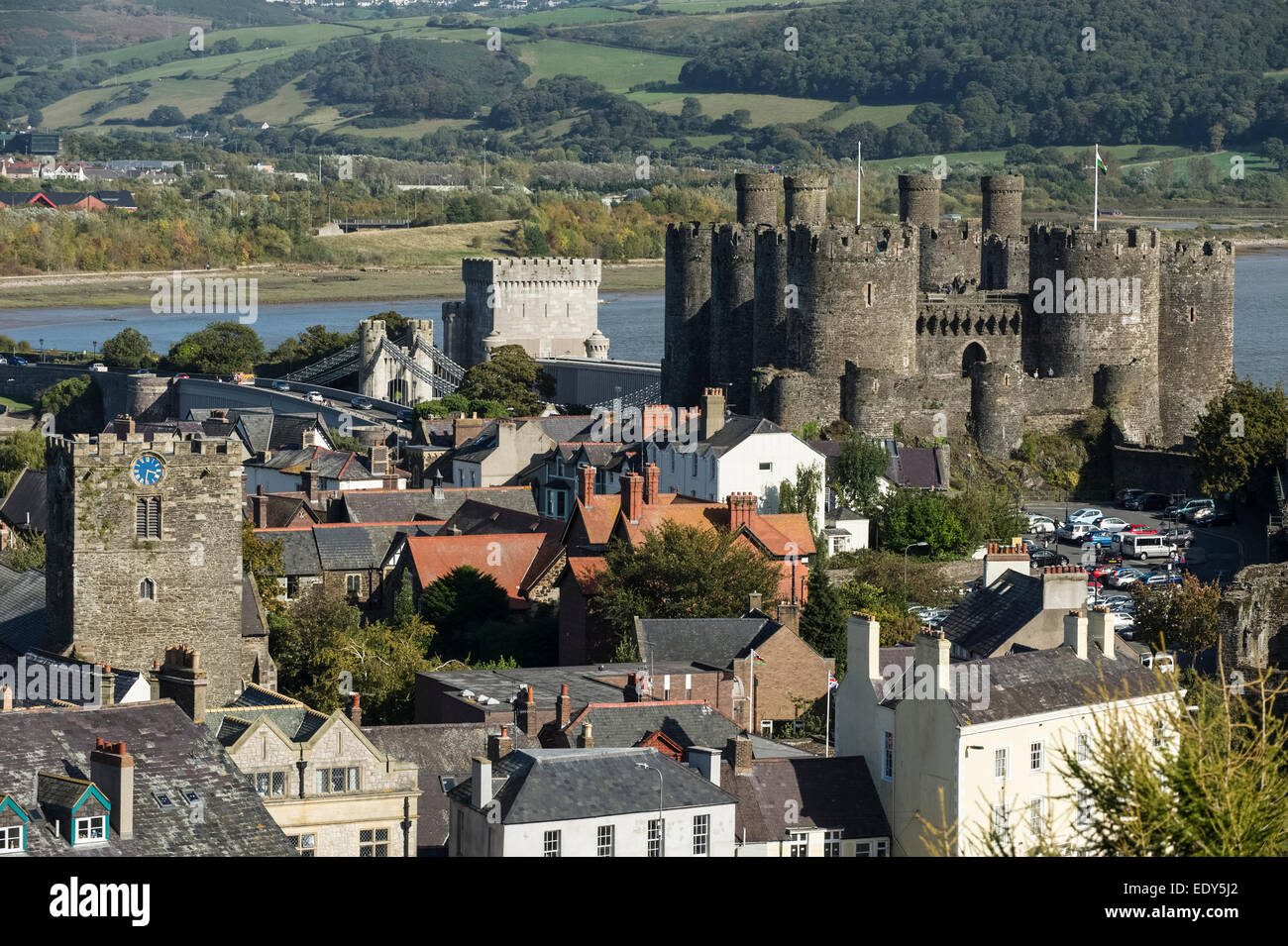 Conwy castle panorama hi-res stock photography and images - Alamy