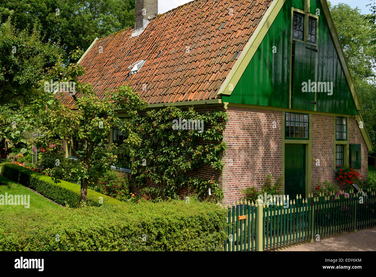 Traditional Dutch house and garden, Zuiderzee open air museum, Lake ...