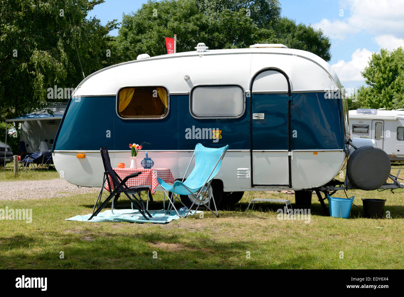 Caravan on campsite, Amsterdam, North Holland, Netherlands, Europe ...