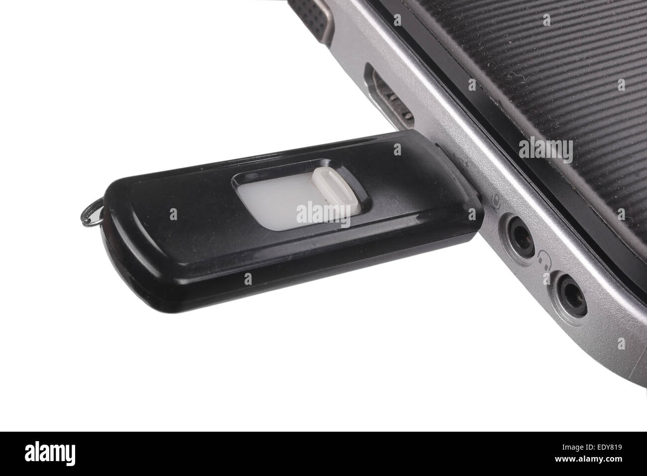 USB pen drive plugged into a laptop usb port Stock Photo - Alamy