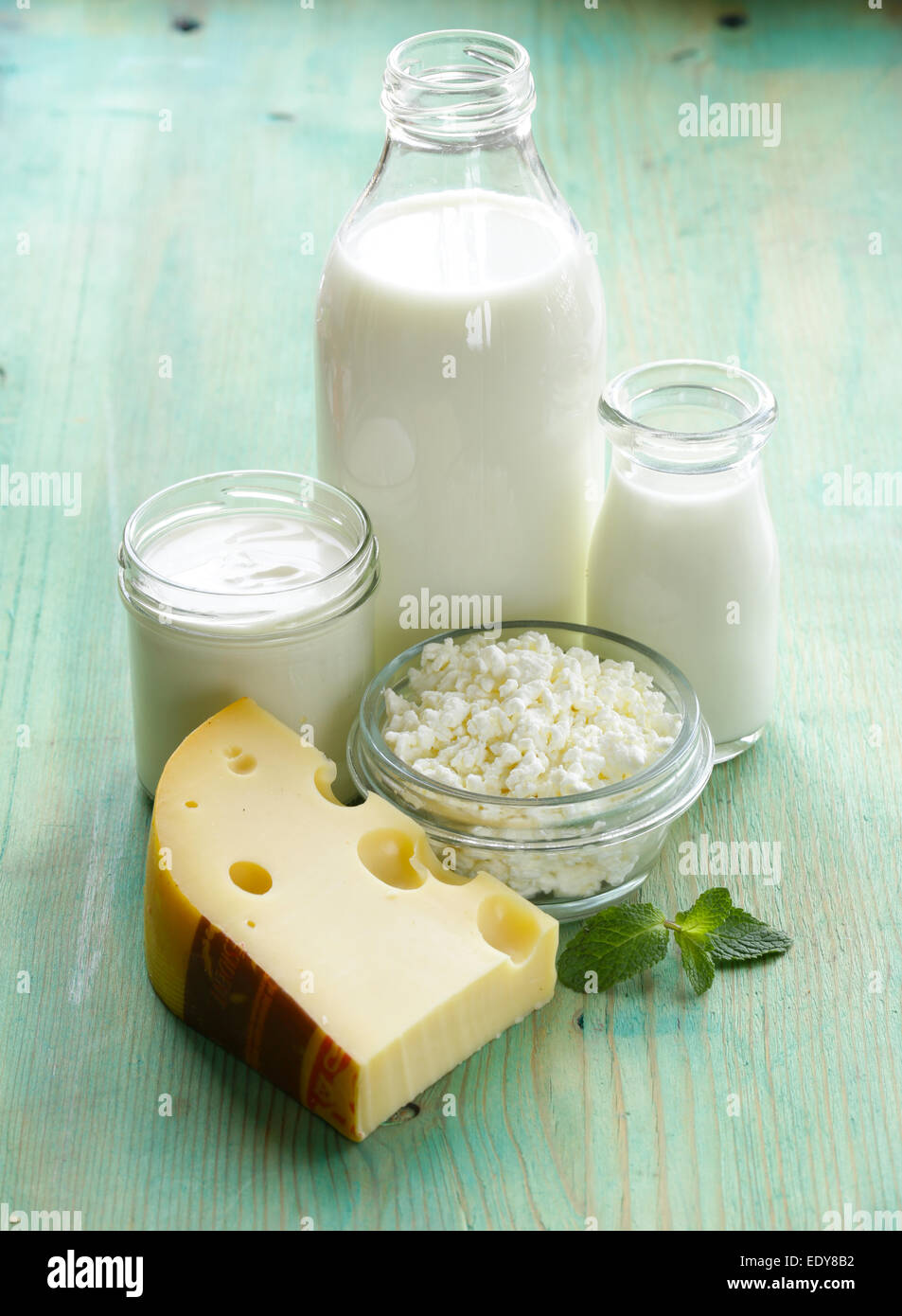 assortment of dairy products (milk, cheese, sour cream, yogurt Stock ...